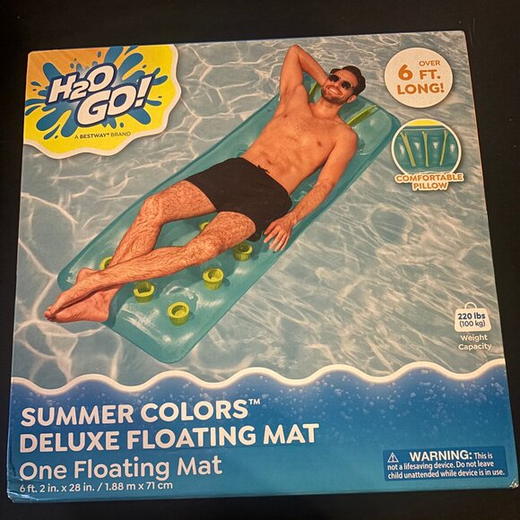 H2O GO! | Other | H2o Go Summer Colors Deluxe Floating Mat 6 Ft Long ...